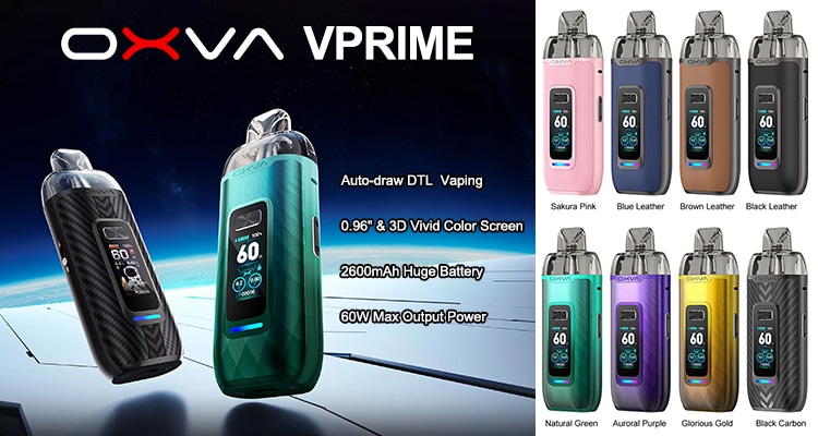 OXVA VPRIME Pod Kit 2600mAh-Auto-Draw MTL Pod System,Wide Range Vaping ...