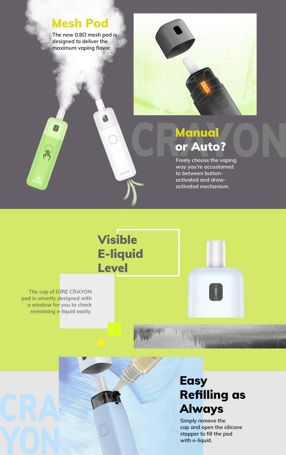 Eleaf IORE Crayon Pod Cartridge 2ml 0.8ohm 2PCS/Pack